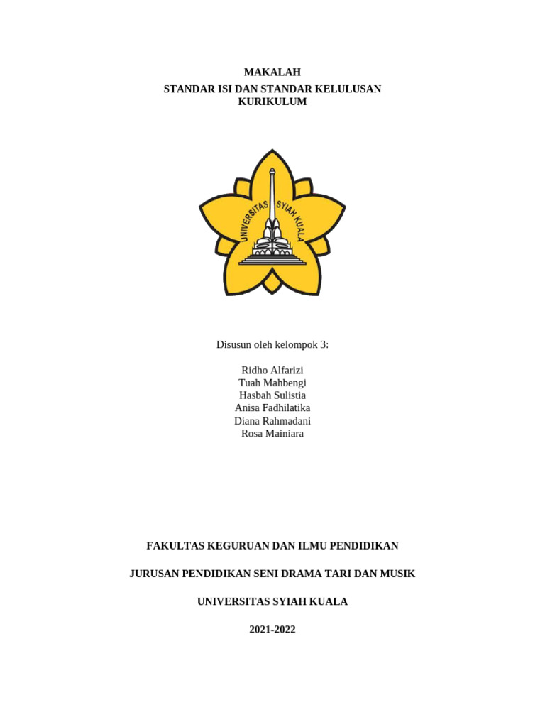 Standar Isi dan Kelulusan Kurikulum | PDF