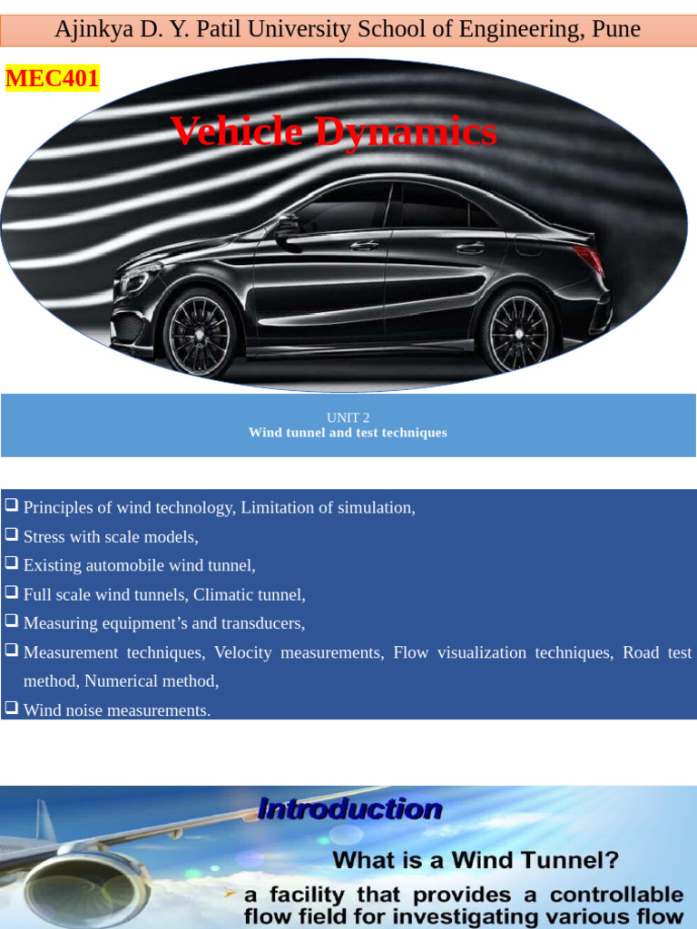 Wind Tunnel Testing Techniques in Vehicle Dynamics | PDF | Wind Tunnel ...