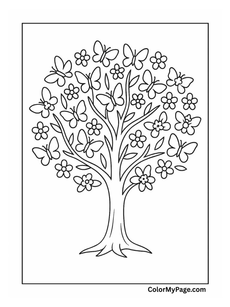 Butterfly Tree of Life Coloring Page | PDF