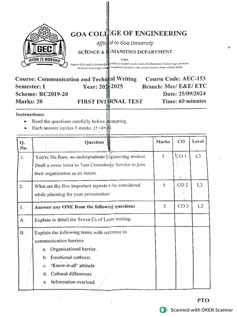 Sem 1 Qs Papers | PDF