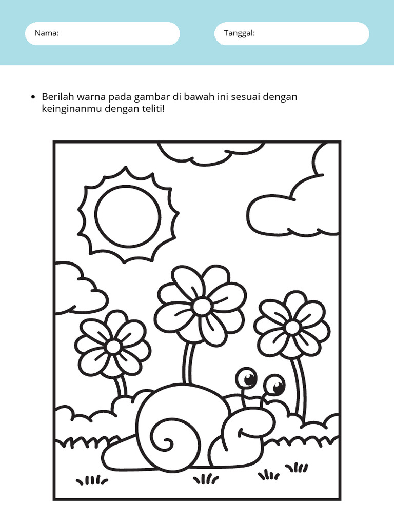 Lembar Kerja Anak Mewarnai Sederhana Illustratif Moderen Pendidikan | PDF