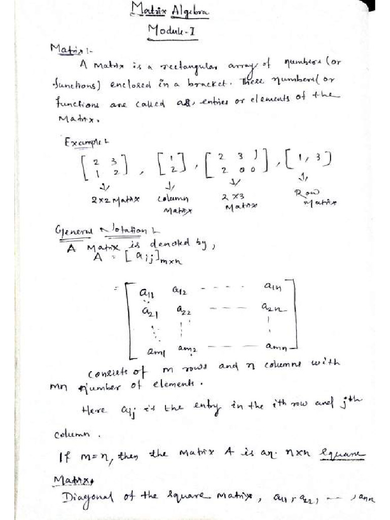 Mathematics-2, Module-1, Matrix Algebra Compressed | PDF