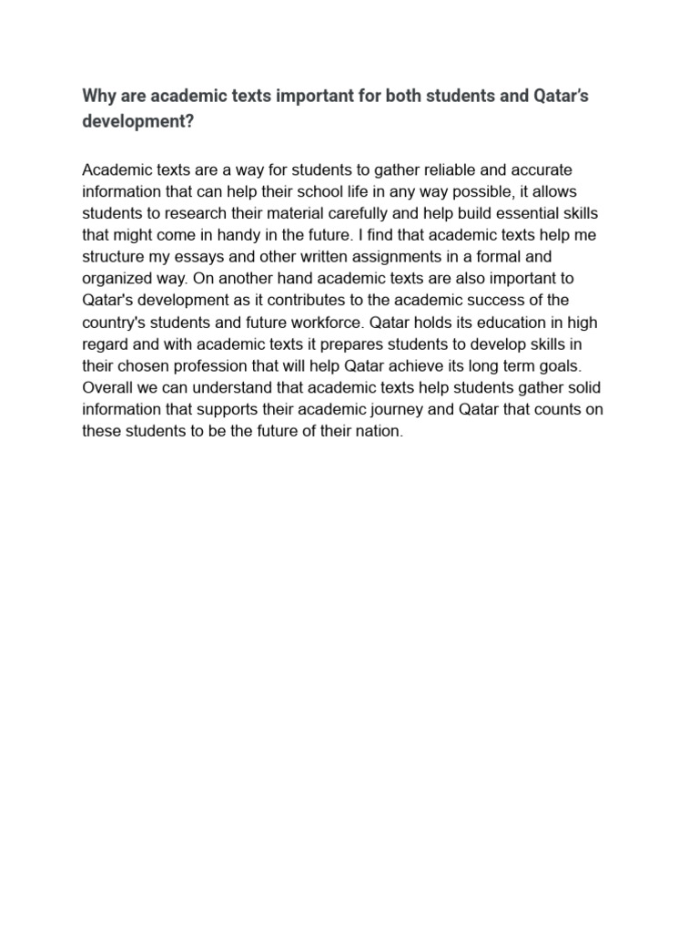 Importance of Academic Texts in Qatar | PDF