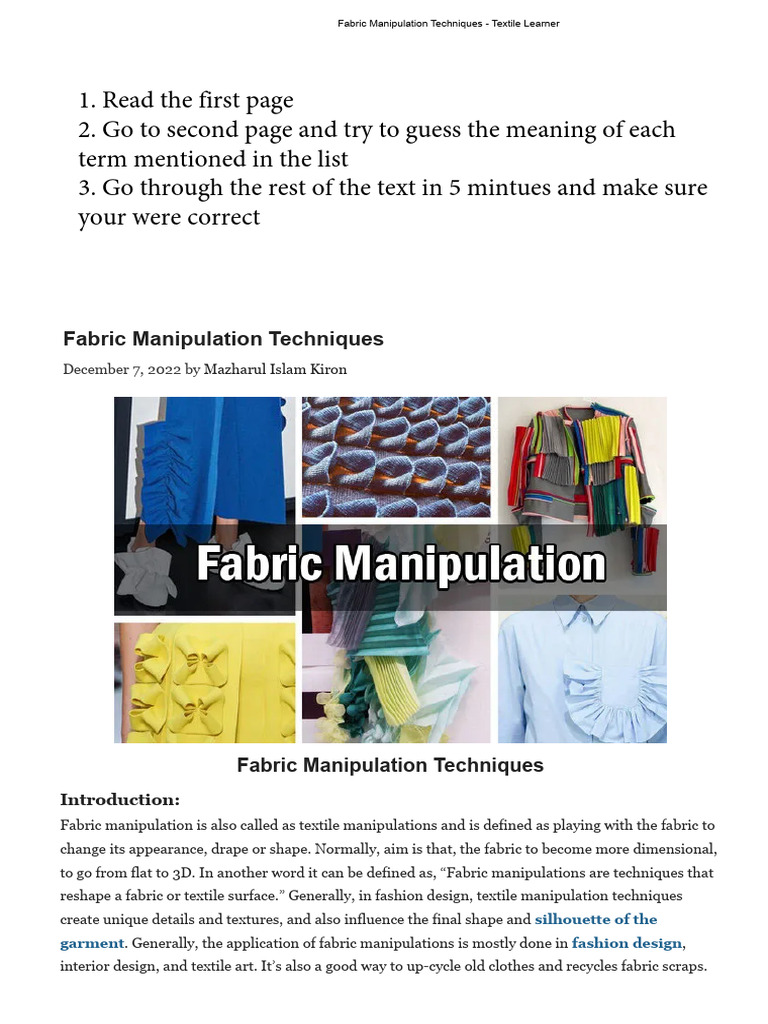 2.fabric Manipulation Techniques - Textile Learner | PDF | Patchwork ...
