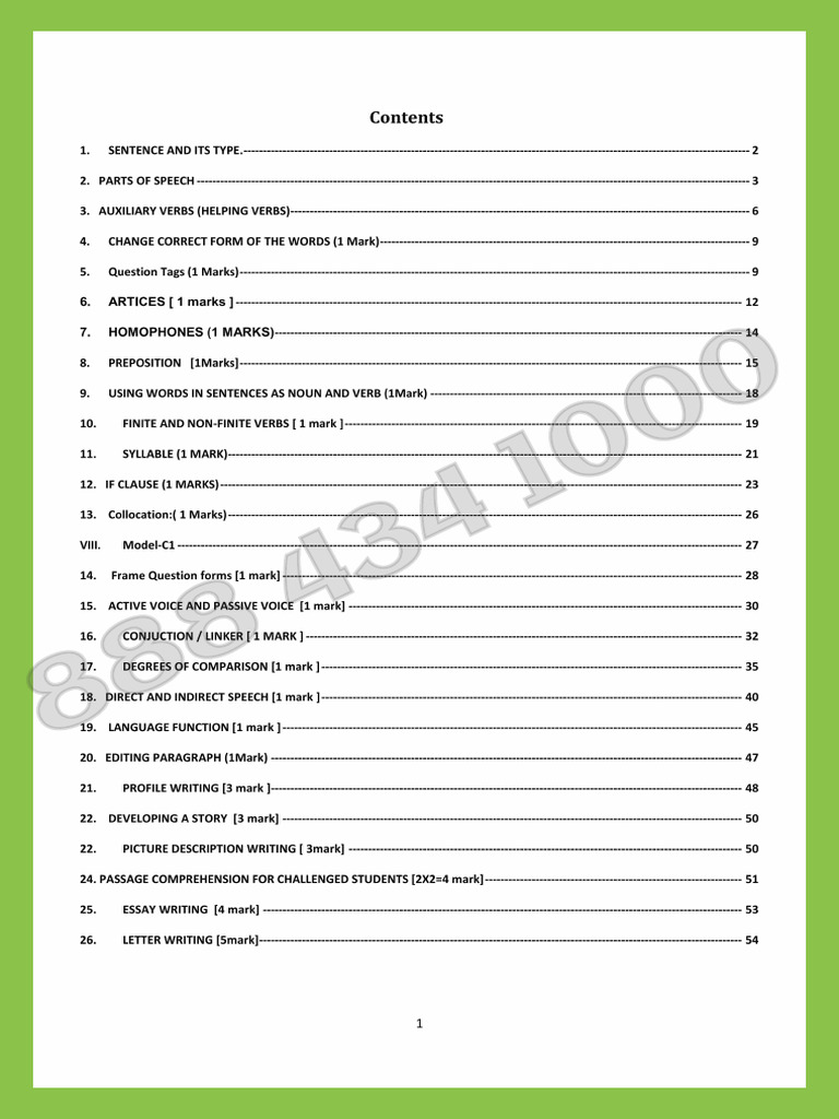 SSLC First Language English Grammar Guide | PDF
