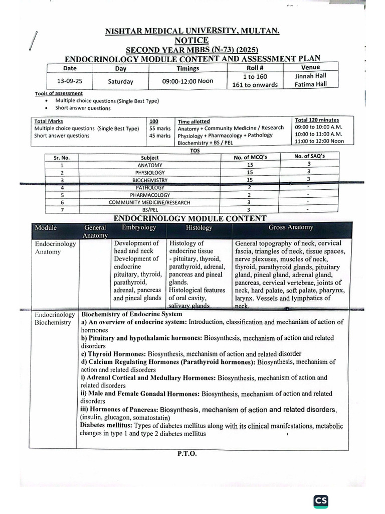 2nd Year Module Date and Contents | PDF