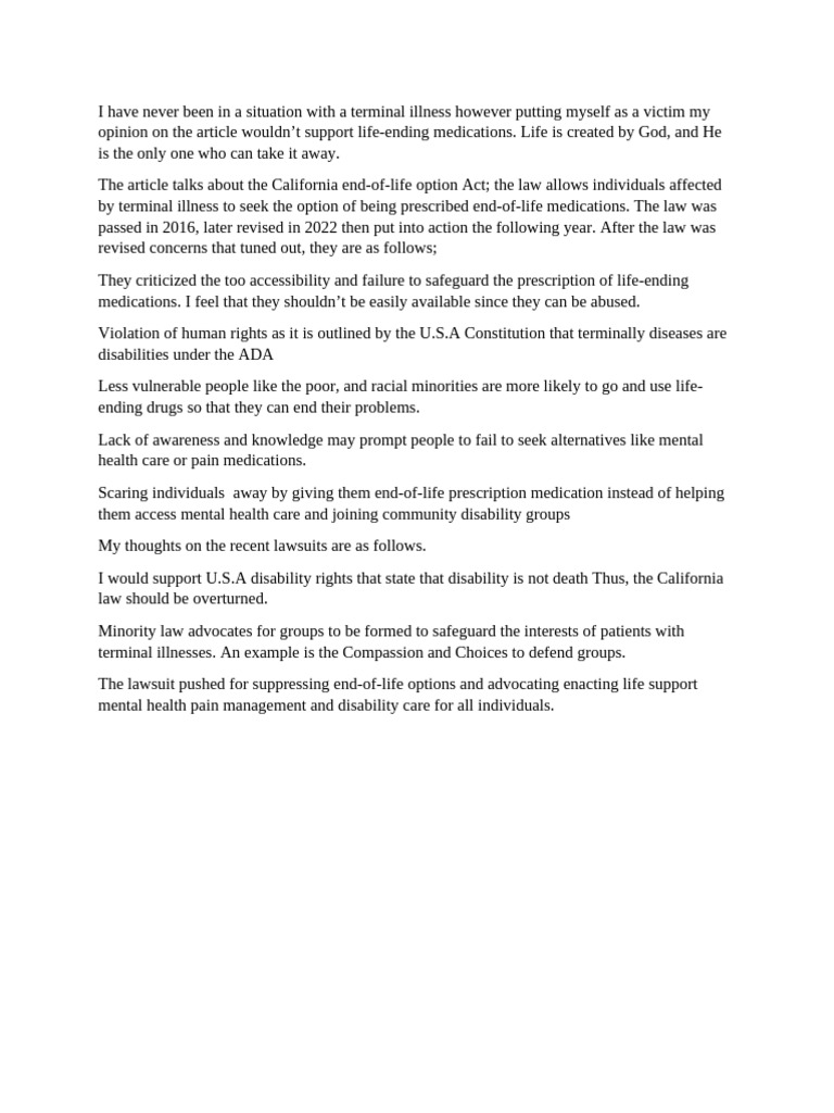 Terminally Illness and Life Ending Medication | PDF
