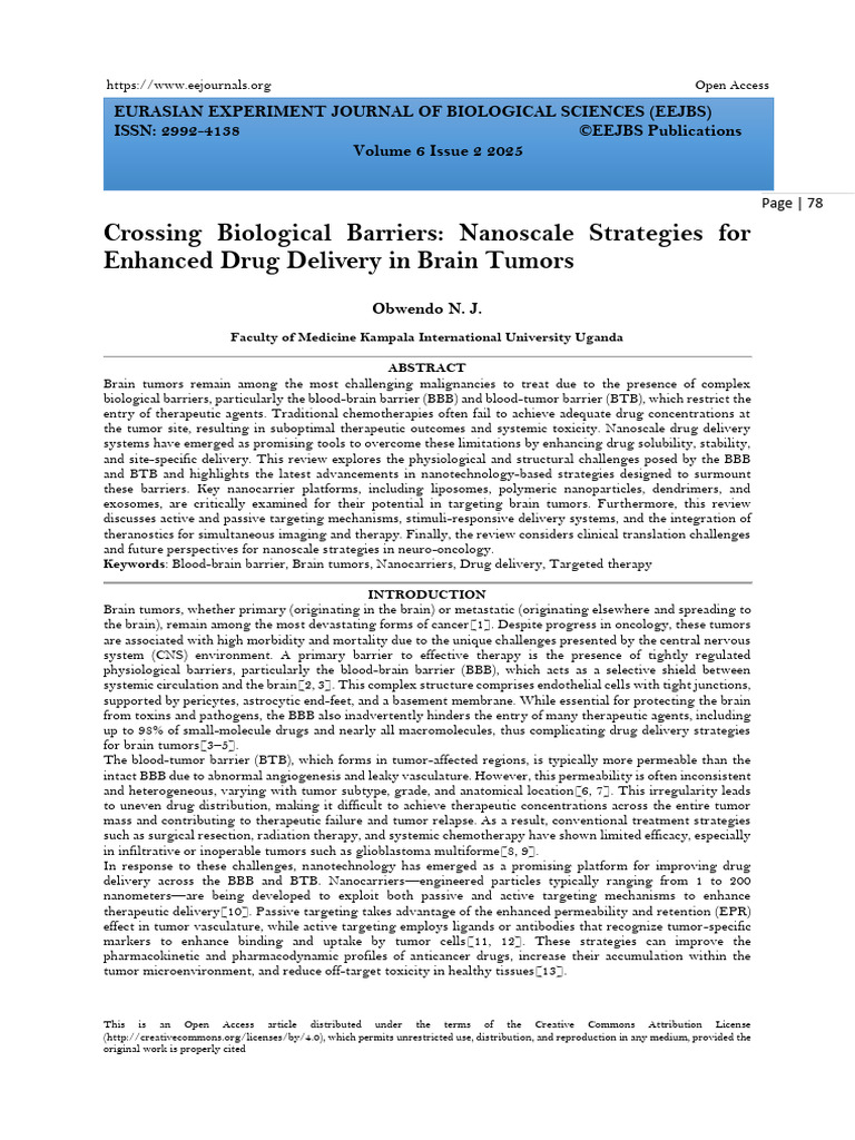 Crossing Biological Barriers: Nanoscale Strategies For Enhanced Drug ...