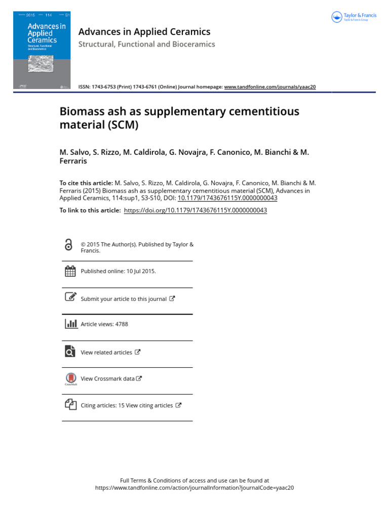 Biomass Ash As Supplementary Cementitious Material SCM | PDF | Cement ...
