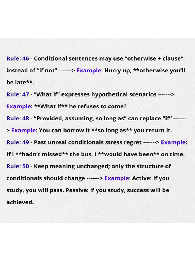 Conditionals Rules | PDF