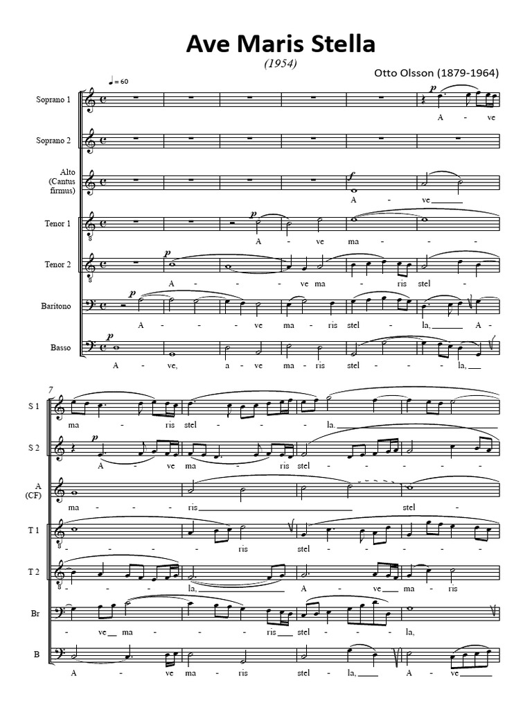 Otto Olsson - Ave Maris Stella (1954) | PDF | Choral Music | Vocal Music