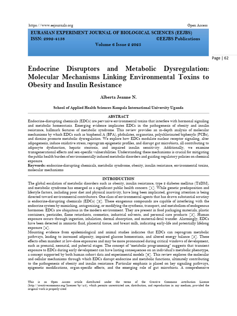 Endocrine Disruptors and Metabolic Dysregulation: Molecular Mechanisms ...