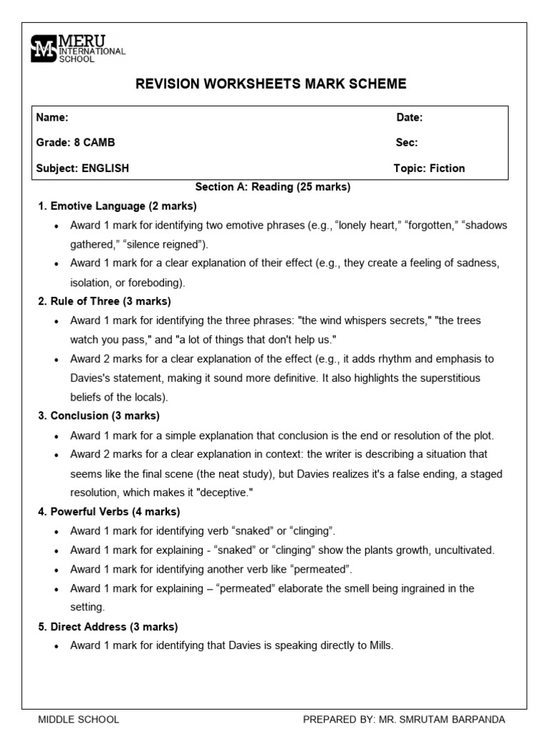 8 Camb English Fiction Ws Ms | PDF | Syntax | Vocabulary