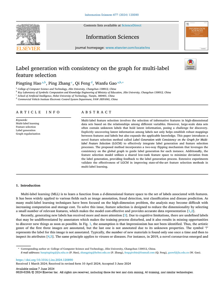 Label Generation With Consistency On The Graph For Multi-Label Feature Selection | PDF | Matrix ...