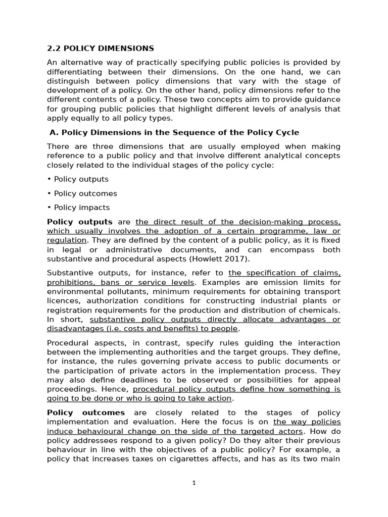 Understanding Policy Dimensions and Analysis | PDF | Policy | Governance