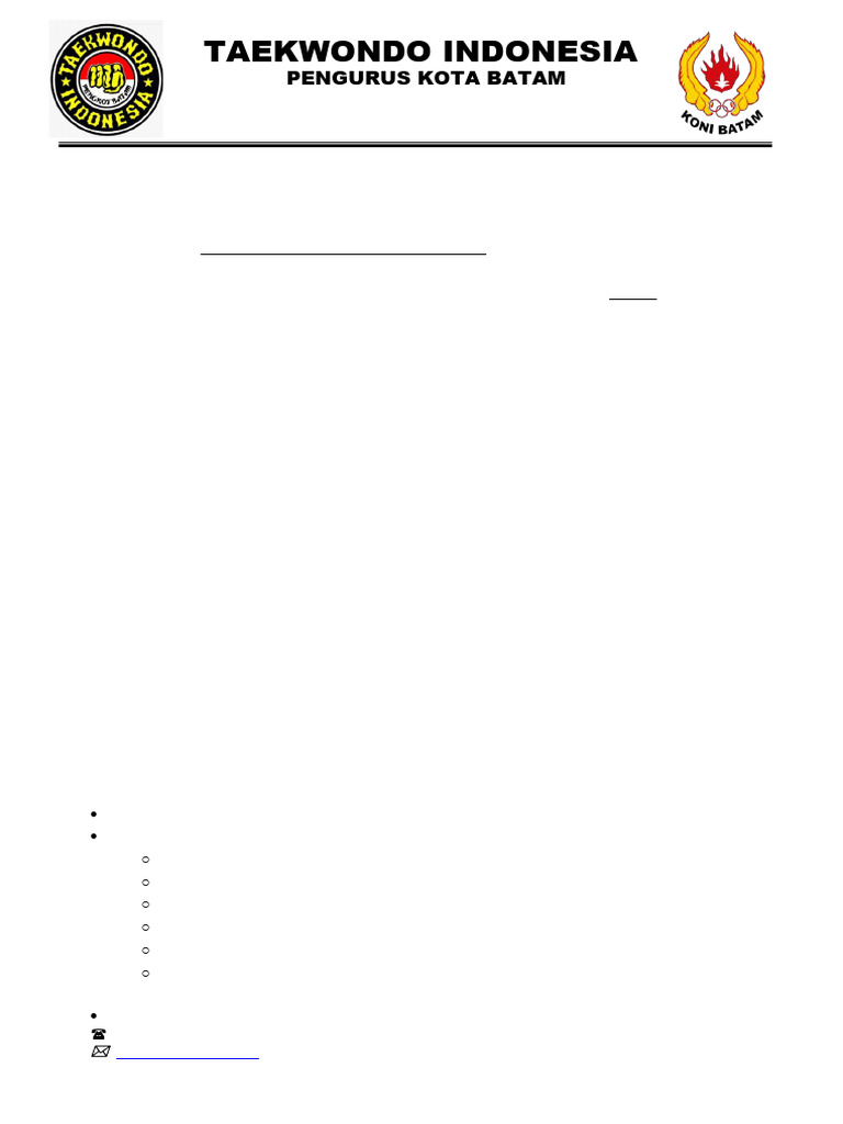 Rangkuman PORKOT Taekwondo Batam 2025 | PDF