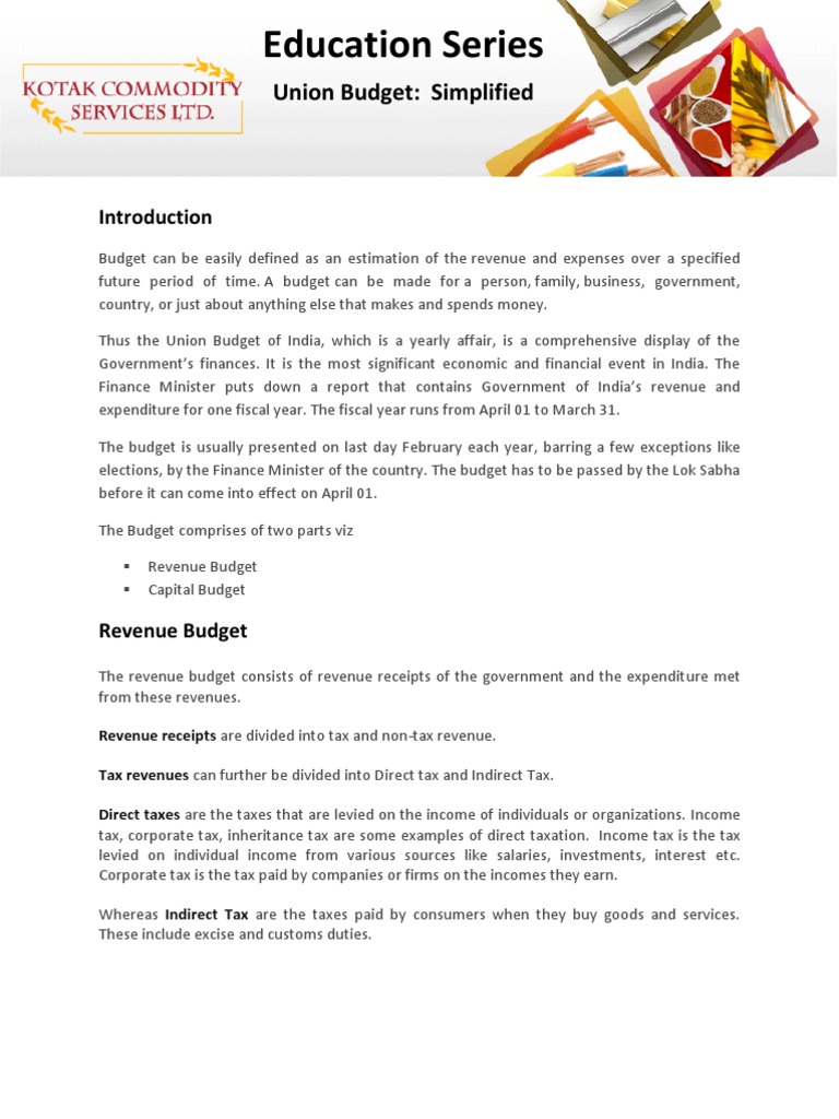 Union Budget Simplified | Download Free PDF | Government Of India | Revenue