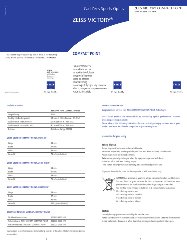 Zeiss Victory Compact Point Guide | PDF