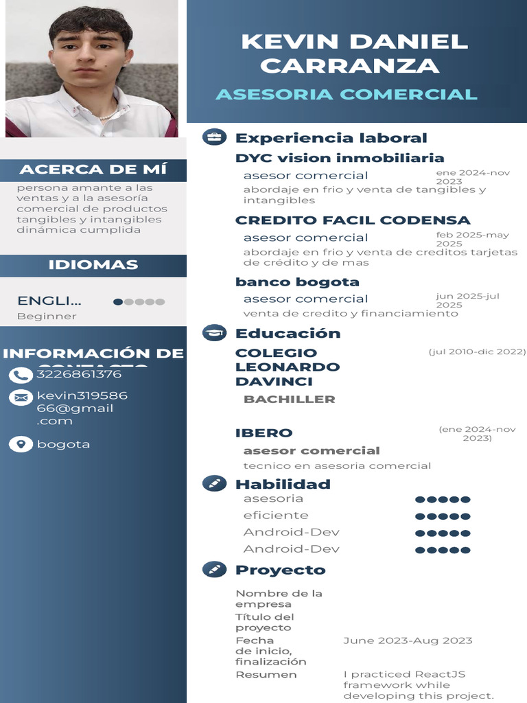 Perfil Profesional de Kevin Carranza | PDF