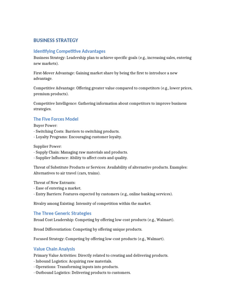 Business Strategy and Competitive Advantage | PDF