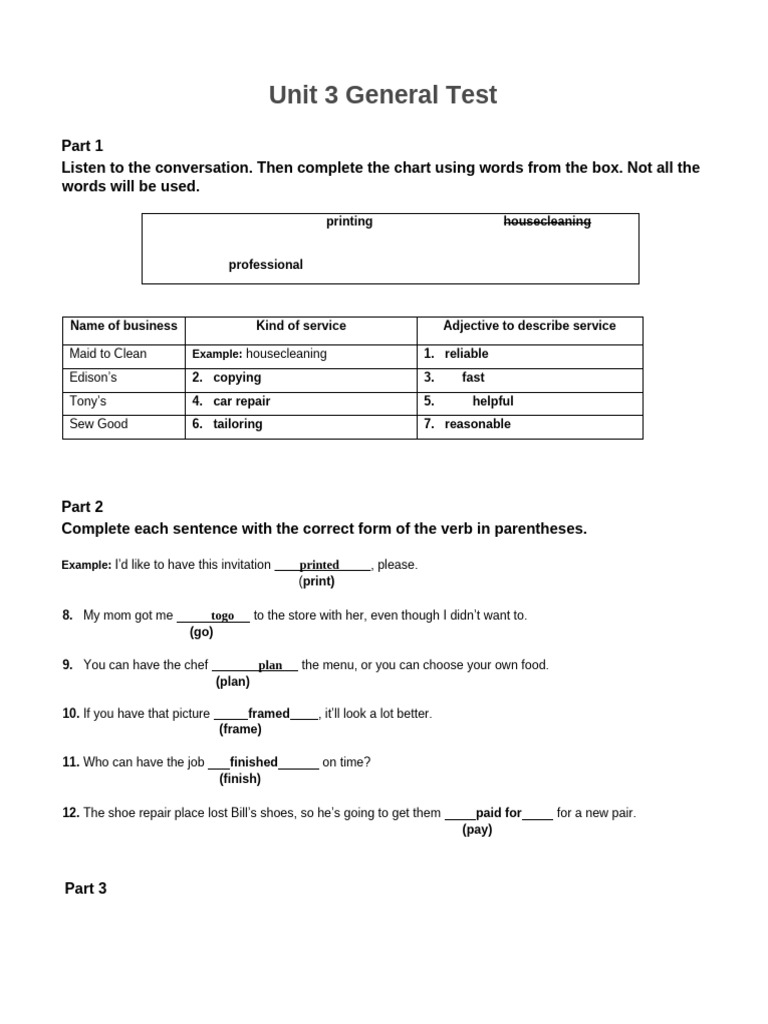TN3 Unit 3 Consolidation | PDF