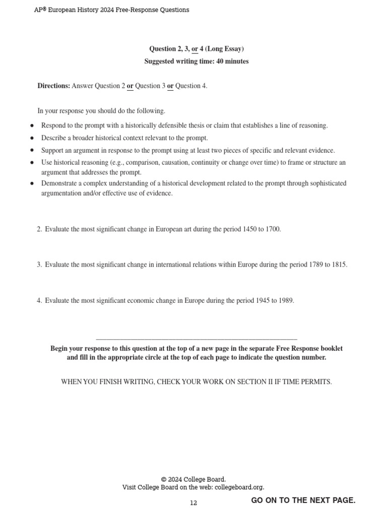 Ap24 FRQ European History Set 1 LEQ | PDF