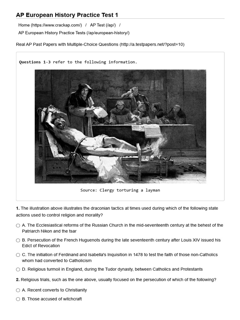 AP Euro Multiple Choice Practice Test | PDF | Christopher Columbus