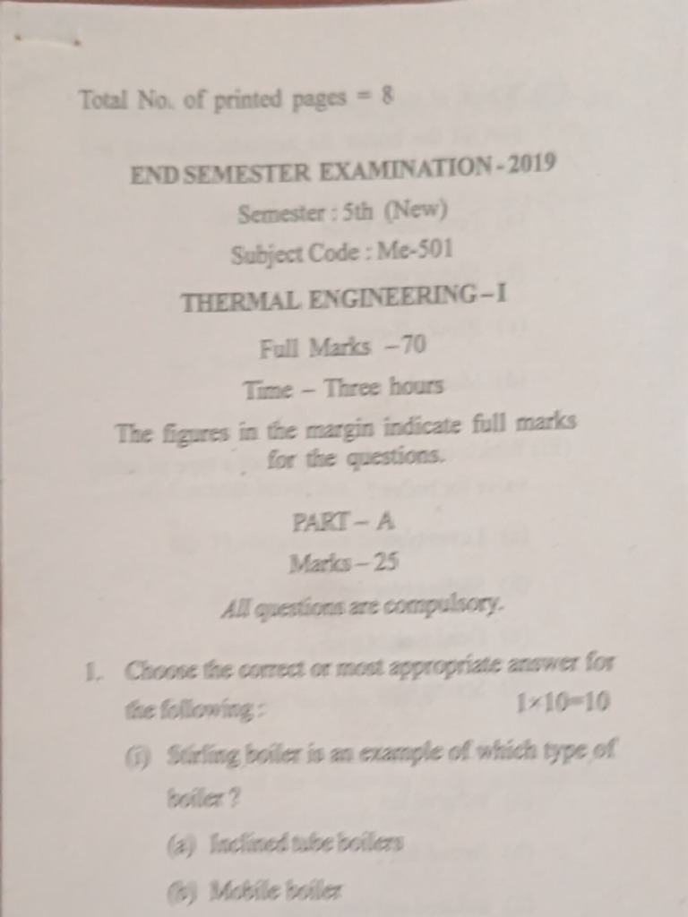 Thermal Engineering-1 2019 | PDF | Boiler | Steam