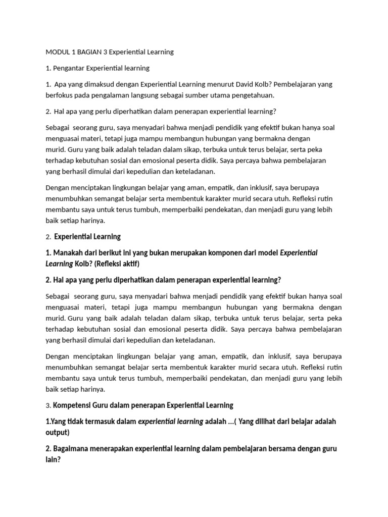 MODUL 1 BAGIAN 3 Experiential Learning | PDF