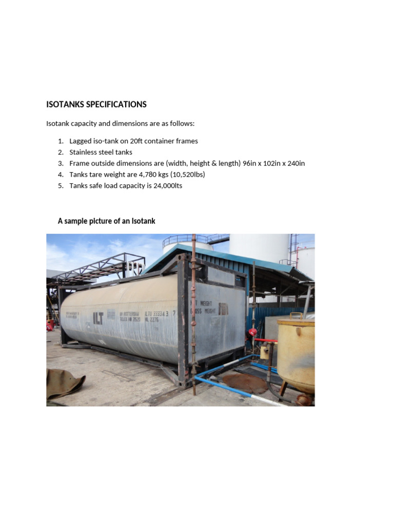 Hexane Tanks Isotanks Specifications (a) | PDF