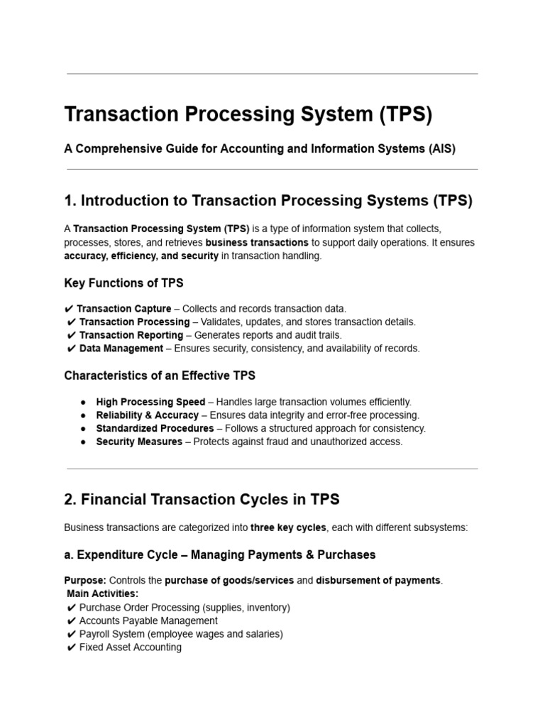 Transaction Processing System (TPS) | PDF | Computer Data Storage | File System