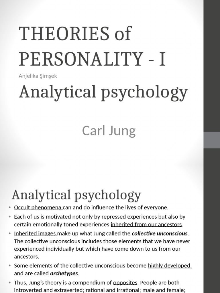 Theories of Personality I Jung Ww4k | PDF | Unconscious Mind | Carl Jung