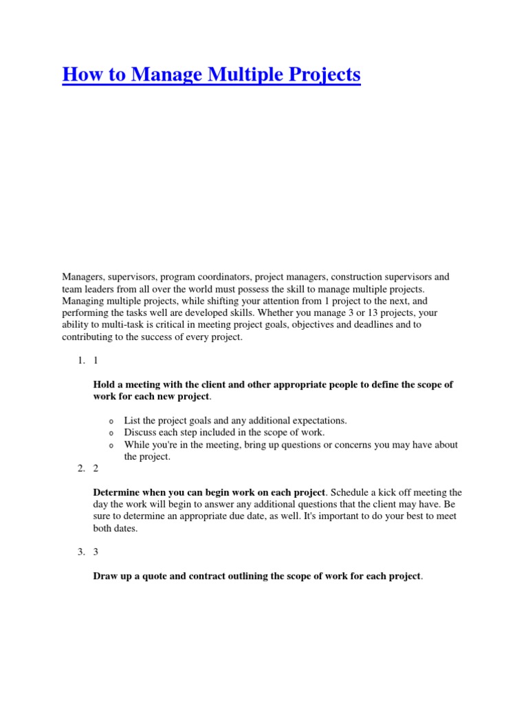 How To Manage Multiple Projects | PDF | Project Management | Accountability