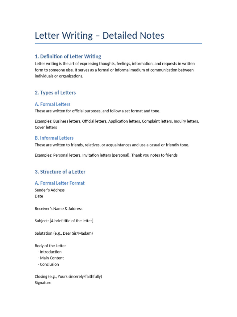 Comprehensive Guide to Letter Writing | PDF | Communication | Human ...