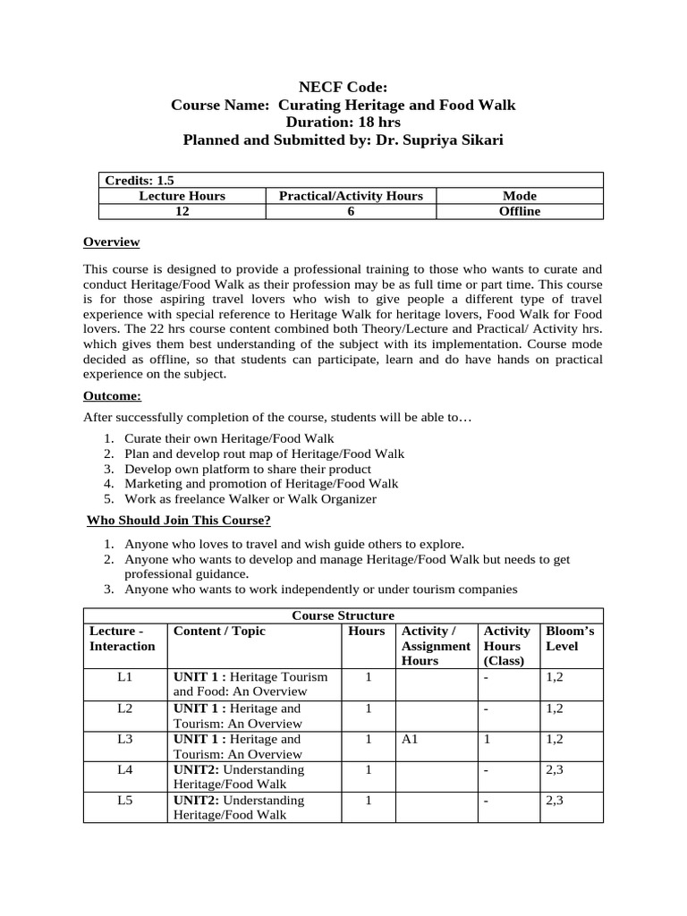 Curating Heritage, Food and Photo Walk | PDF