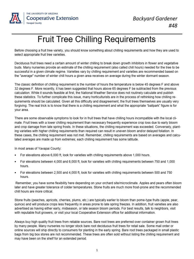 Fruit Tree Chilling Requirements Guide | PDF | Trees | Peach