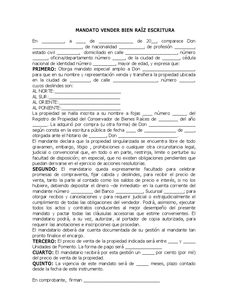 Mandato de Venta de Propiedad | PDF | Derecho