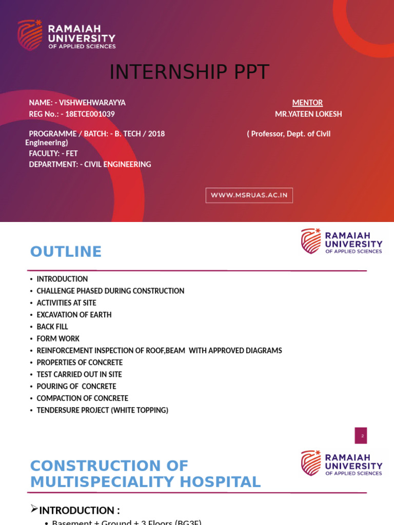 Civil Engineering Internship Report | PDF | Concrete | Road Surface