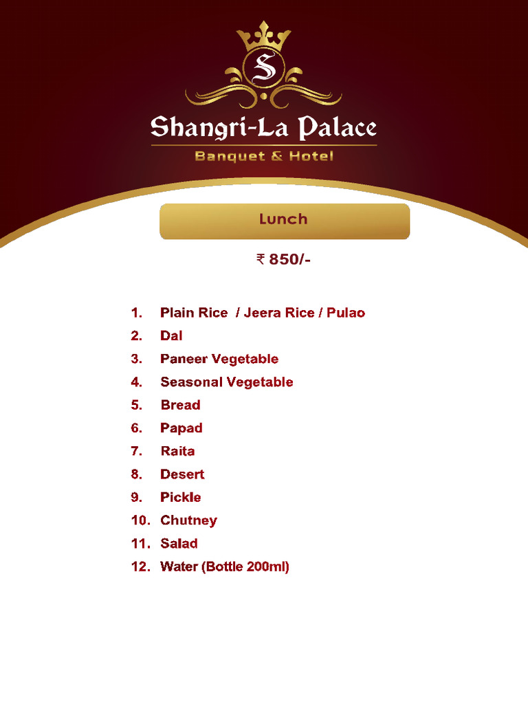 Menu - Lunch | PDF