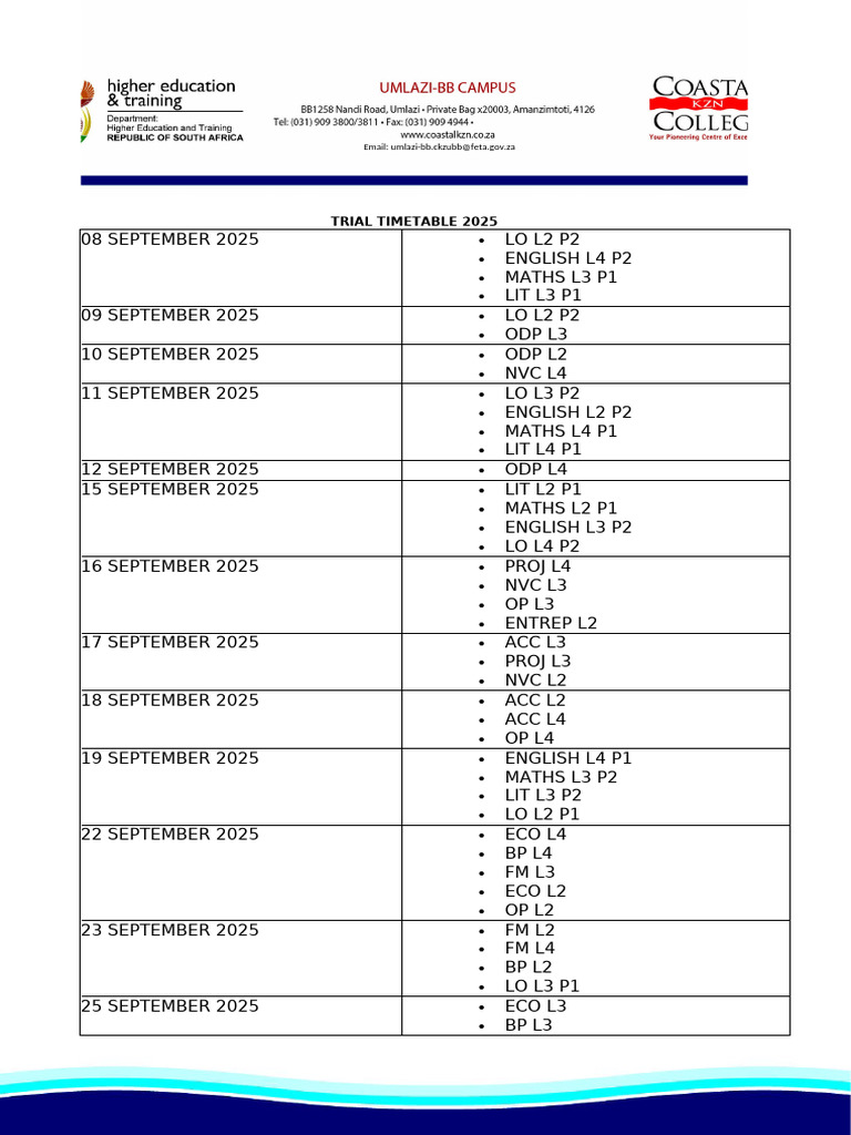 2025 Trial Timetable Overview | PDF