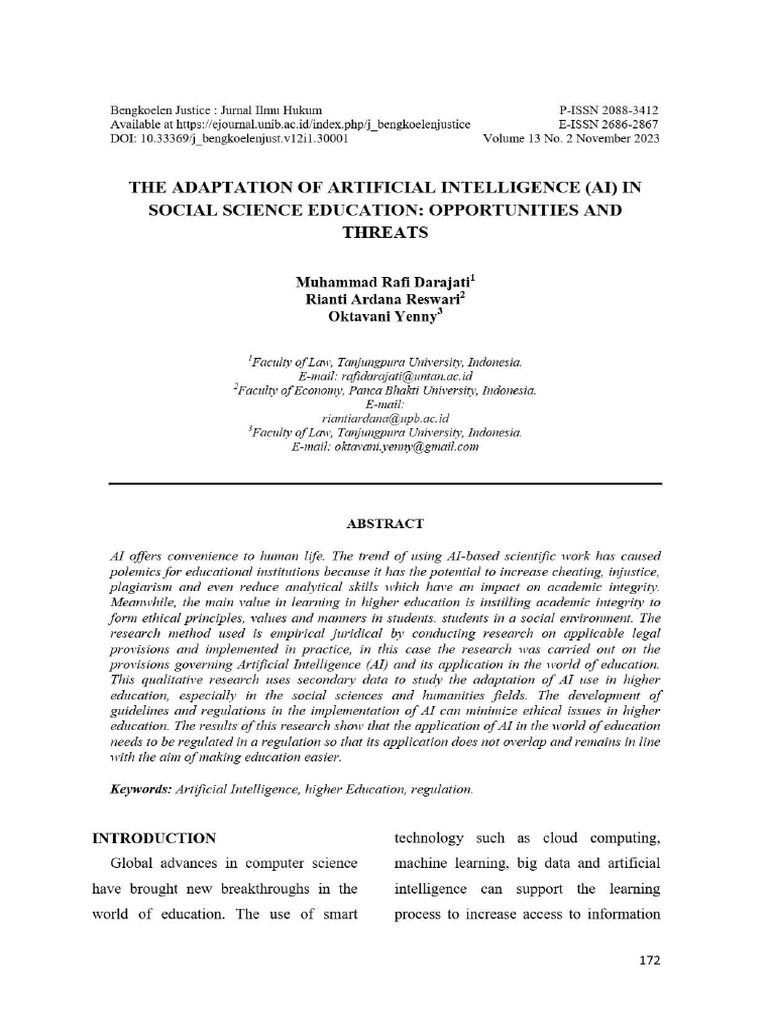 The Adaptation of Artificial Intelligence (Ai) in Social Science ...