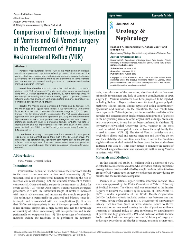 5 - Comparison of Endoscopic Injection of Vantris and Gil-Vernet ...