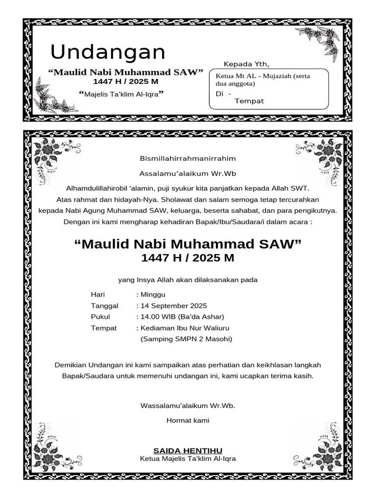 Undangan Maulid Nabi | PDF