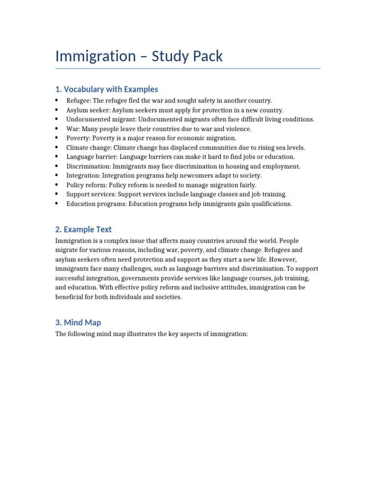 Immigration Study Pack: Key Concepts | PDF