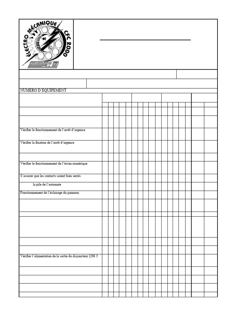 Fiche d'entretien préventif trimestriel | PDF