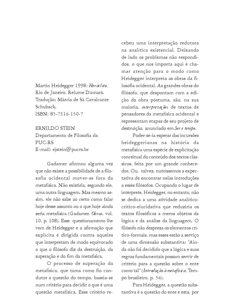 Heidegger Heráclito Pdf Martin Heidegger Metafísica