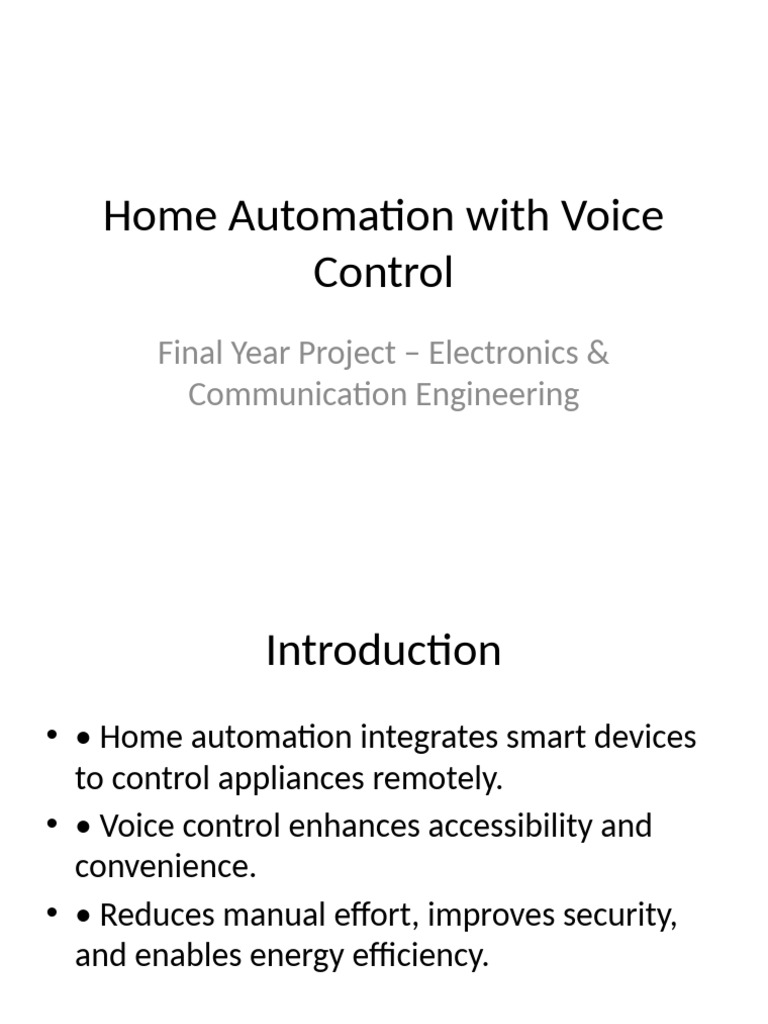 Voice-Controlled Home Automation System | PDF