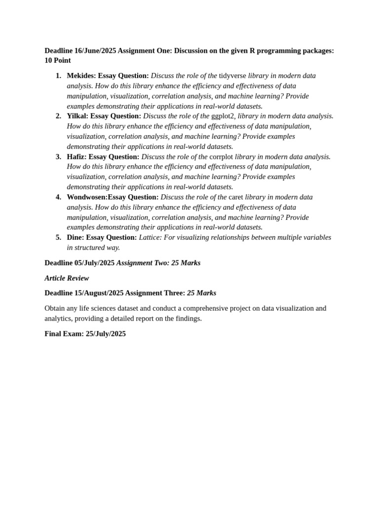 Assignments | PDF