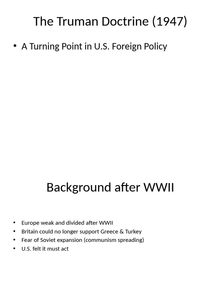 The Truman Doctrine: U.S. Cold War Strategy | PDF
