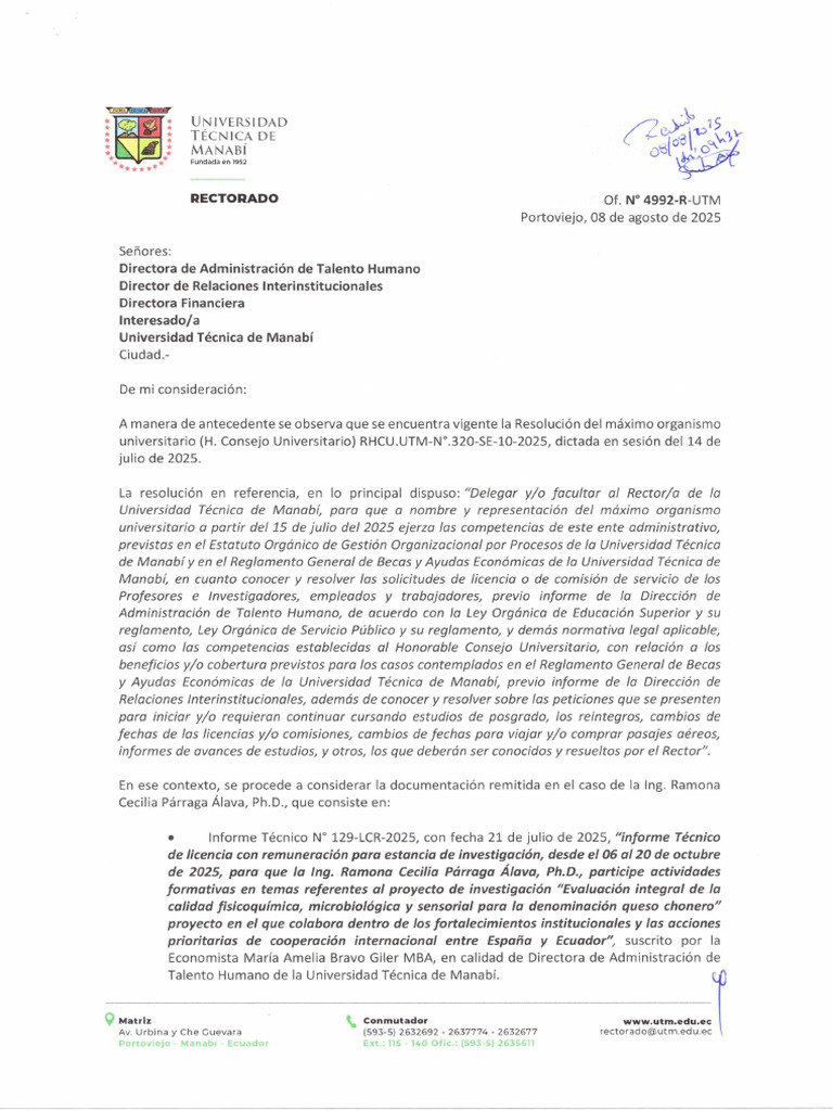 Oficio Rectorado | PDF